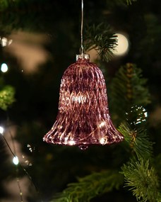 LED skleněný zvonek vínový Ø 9 × 10 cm, 5 diod, IP20 interiér, 1× AAA