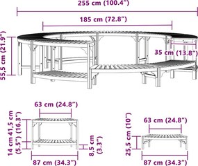 vidaXL Obložení vířivky Hnědá Ø255 x 55,5 cm Masivní akátové dřevo [3334766]