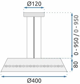 Toolight, LED závěsné svítidlo Cristal 20W APP1028-CP, černá, OSW-01233