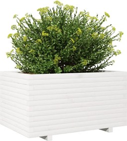 Zahradní truhlík bílý 90 x 60 x 49,5 cm masivní borové dřevo 3282565