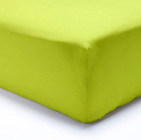 Polášek Jersey prostěradlo na vysokou matraci (až 30cm), 180x200cm, na dvoulůžko, žluto-zelené