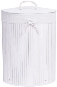 ViaDomo Via Domo - Rohový bambusový koš na prádlo Bella, 1-komorový - bílá - 44x60x36 cm