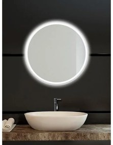 Amirro Moonlight Ronde Zrcadlo 70 cm s LED podsvíceným pískovaným okrajem, 411-057