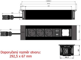 IBConnect Vestavná zásuvka INTRO bílá - různé konfigurace Konfigurace elektrozásuvky: 5x230V + 2xModul