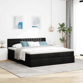 Osmanský rám postele s matrací černá 180x200cm textil 3311562