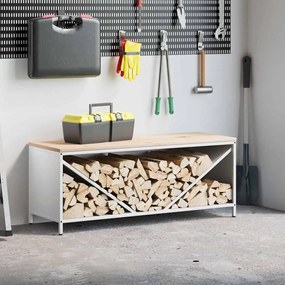 vidaXL Stojan na palivové dřevo s dřevěnou horní deskou [864255] Barva: Bílá