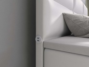 K&M postele Boxspring postel CAMELIA s úložným prostorem a USB Velikost postele: 140 × 200 cm, Výběr matrace: Taštičková zónová matrace - měkká (70–1…