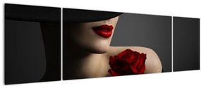 Obraz - Žena s růží (170x50 cm)