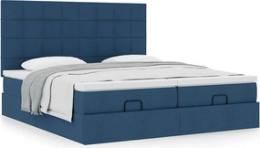 Osmanský rám postele s matracíes modrá 180x200cm textil 3313698