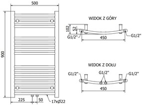 Mexen Ares, topné těleso 900 x 500 mm, 372 W, černá, W102-0900-500-00-70