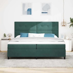 Postel s boxspringem s čelo Tmavě zelená 200 x 200 cm samet 3339857