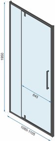 3-stěnný obdélníkový sprchový kout REA RAPID SWING 100/dveře x 80/zástěna cm, černý