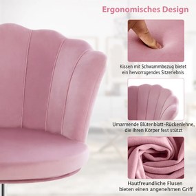 Costway Sametová kancelářská židle výškově nastavitelná s kolečky a ergonomická