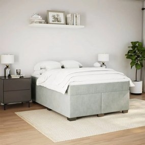 Box spring postel s matrací světle šedá 140x190 cm samet 3285281