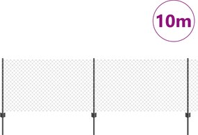 Plot s řetězovým odkazem a sloupkem 10 x 0,8 m Šedá Síťovina 3336259
