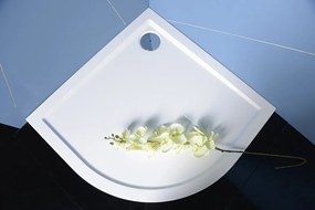Polysan Sera sprchová vanička čtvrtkruh 90 x 90 x 4 cm litý mramor bílá 41511