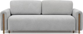 Světle šedá rozkládací/s úložným prostorem pohovka z textilie bouclé 244 cm Arcadova – ELTAP