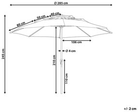 Zahradní slunečník ⌀ 2,85 m světle béžový BIBIONE Beliani