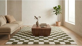 Tmavě zelený/krémový koberec 80x150 cm Grida – ESTE