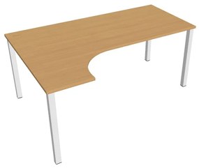 Stůl ergo oblouk pravý 180×120/80 cm - Hobis Uni UE 1800 P Dekor stolové desky: buk, Barva nohou: bílá