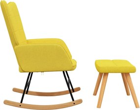 Houpací křeslo se stoličkou hořčicově žluté textil 328025