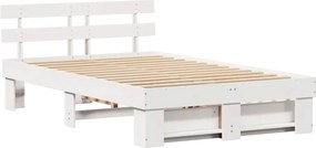 Rám postele se zásuvkou Bílá 135 x 190 cm Masivní borové dřevo 3382284