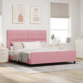 Postel s boxspringem s čelo Růžová 180 x 200 cm samet 3344962