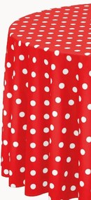 Ubrus PVC 069A puntík bílý na červeném podkladu metráž, 20 m x 140 cm, IMPOL TRADE