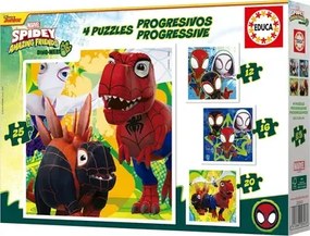 EDUCA Puzzle Spidey a jeho úžasní přátelé: Dino-web 4v1 / (12  16  20