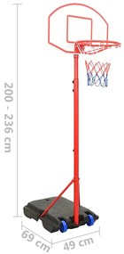 vidaXL Marketos Přenosná basketbalová hrací sada nastavitelná 200–236 cm