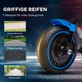 HOMCOM Dětská Elektrická Motorka s 2 Odnímatelnými Tréninkovými Koly, Rychlost 3 km/h, Pro Děti 1,5-3 Rocy, Modrá 76 x 42 x 57 cm