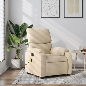Masážní polohovací křeslo krémové barvy, látka 3206100