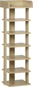 HOMCOM Vstupní dřevěný stojan na boty, organizátor s 6 policemi a horní policí, 32x30x104cm, Dub | Aosom