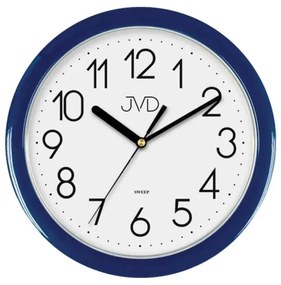 JVD Modré plastové nástěnné netikající tiché hodiny JVD sweep HP612.17