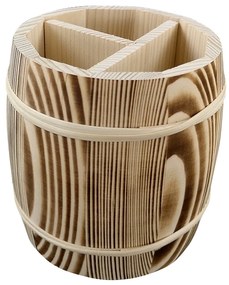 AMADEA Dřevěný stojan na příbory - Příborník soudek, masivní dřevo, 16 cm