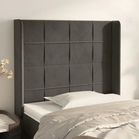 Čelo postele typu ušák tmavě šedé 83x16x118/128 cm samet 3119611