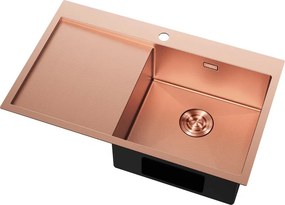 Mexen Exar ocelový dřez s jednou komorou a odkapávačem, pravý 780 x 480 mm, měď HC - 6434781010P-65HC