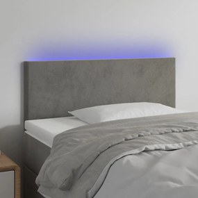 Čelo postele s LED světle šedé 90x5x78/88 cm samet 3121368