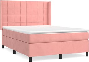 Box spring postel s matrací růžová 140x190 cm samet 3132680