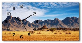 Wallmuralia Skleněné hodiny na stěnu Skály v Namíbii 60x30 cm