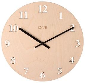 IZARI březové numerické hodiny 34 cm - černé ručičky
