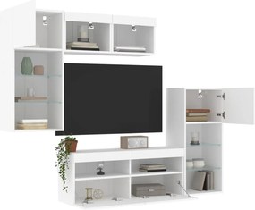 5dílná obývací stěna s LED osvětlením bílá kompozitní dřevo 3216725