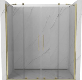 Mexen Velar Duo, posuvné dveře do otvoru 200x200 cm, 8mm čiré sklo, zlatá lesklá, 871-200-000-02-50