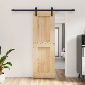 Posuvné Dveře S Kováním 70 X 210 Cm Masivní Borové Dřevo