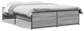 Rám postele šedý sonoma 135 x 190 cm kompozitní dřevo a kov