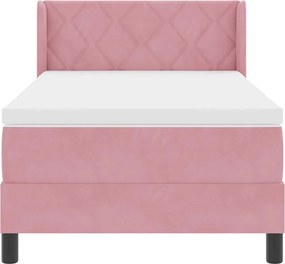 Postel s boxspringem s čelo Růžová 200 x 100 cm samet 3341515