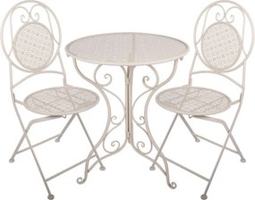 Béžový zahradní kovový Bistro set stůl a 2 židle - Ø 60*74 / 50*40*92 cm