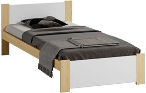 Dřevěná postel DMD 3, 90x200 + rošt ZDARMA, borovice / bílá