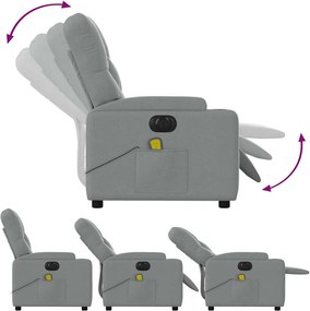 Elektrické masážní polohovací křeslo světle šedé textil 3204698