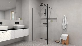 Besco Sprchový kout Walk-In ECO-N BLACK 90x195 (100x195, 110x195, 120x195) - bez vaničky Rozměry (cm): šířka: 90